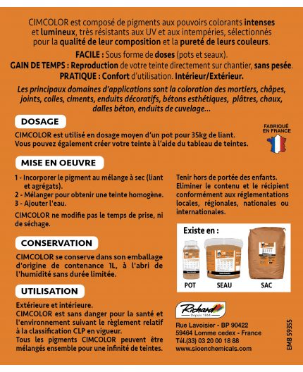 Colorant pour ciment , mortier et béton Cimcolor | colorants-pigments