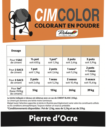 Colorant pour ciment , mortier et béton Cimcolor | colorants-pigments
